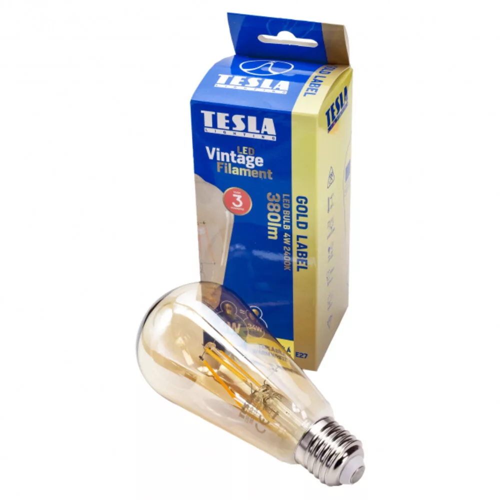Tesla - LED CONE VINTAGE izzó, E27, 4W, 230V, 380lm, 2400K,